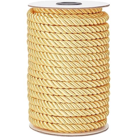 8mm 20 Yards Twisted Cord Trim Gold Decorative Rope Thread Silk Ropes