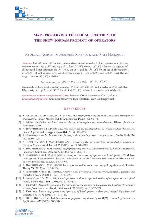 Pdf Maps Preserving The Local Spectrum Of The Skew Jordan Product Of