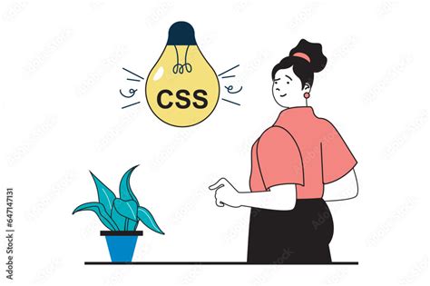 Web Development Concept With People Scene In Flat Design Woman Brainstorming And Generating