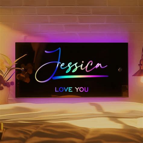Personalized Name Mirror Led Light Custom Lightup Mirror Mirror Sign Wall Hanging Decor Bedroom