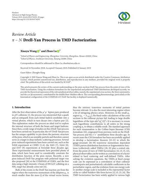 Pdf π N Drell Yan Process In Tmd Factorization