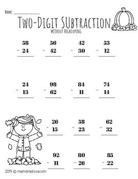Fall Two Digit Addition And Subtraction Packet By Mama Melissa TPT