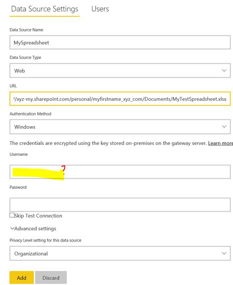 solved credential error for excel file hosted on one driv