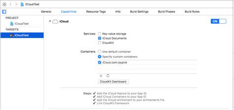 iCloud Document や CloudKit を使用するためのコンテナの作成と設定 JoyPlotドキュメント