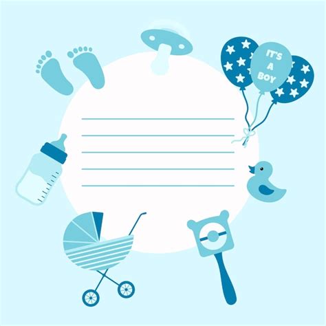 Tarjeta Vectorial Para Un Bebé Recién Nacido Con Artículos Para Bebés