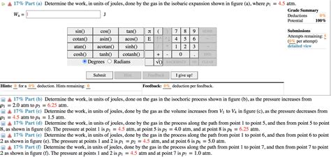 Solved Problem The Pressure Versus Volume Graphs Chegg Com