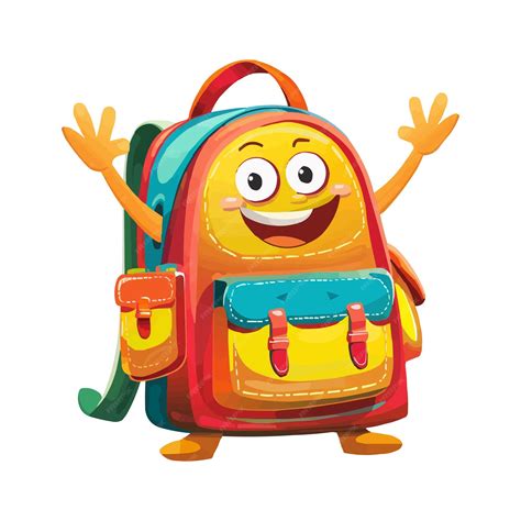Premium Vector Happy Cartoon School Backpack Waving Hand Isolated On