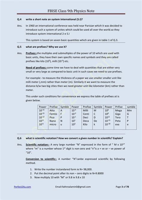 Fbsie Class 9 Physics Notes Cha 1 To Cha 9 Numerical Conceptual Question