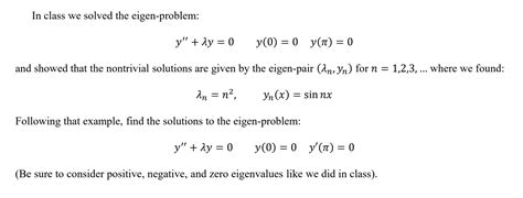 Solved In Class We Solved The Eigen Problem