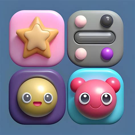 Cute And Colorful 3d Icons For Mobile Apps Or Websites Premium Ai Generated Image
