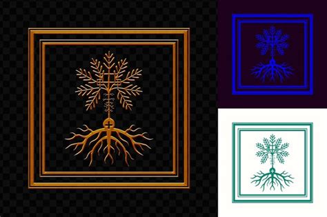 Premium Psd Psd Burdock Root Symbol Logo With Decorative Border And