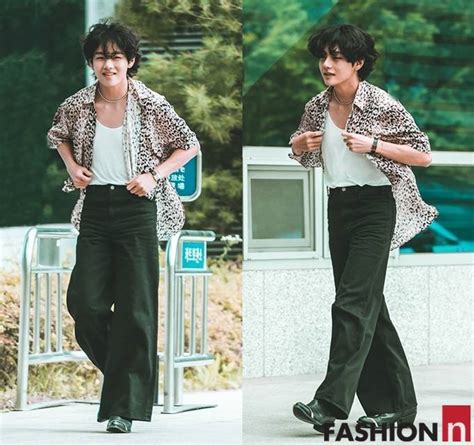 패션엔 패션엔 포토 BTS 뷔 애니멀 셔츠 휘날리며 파리행 빠마 머리도 심쿵