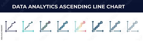 Data Analytics Ascending Line Chart Vector Icon In Different Modern Styles Black Two Colored