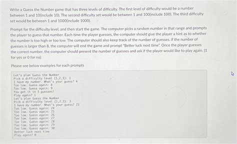 Solved This Is A C Program Write A Guess The Number Game