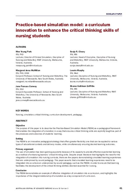 Pdf Practice Based Simulation Model A Curriculum Innovation To