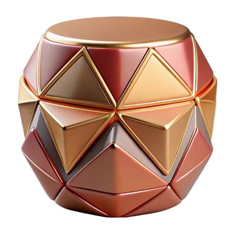 Geometric Abstract 3D Model Metallic Triangular Facets 54585533 PNG