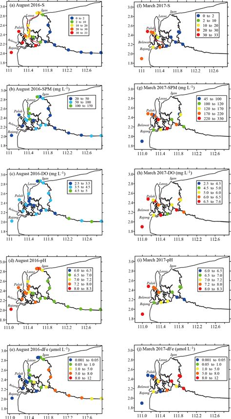 Spatial Distributions Of The Salinity A And F Suspended Particulate Download Scientific