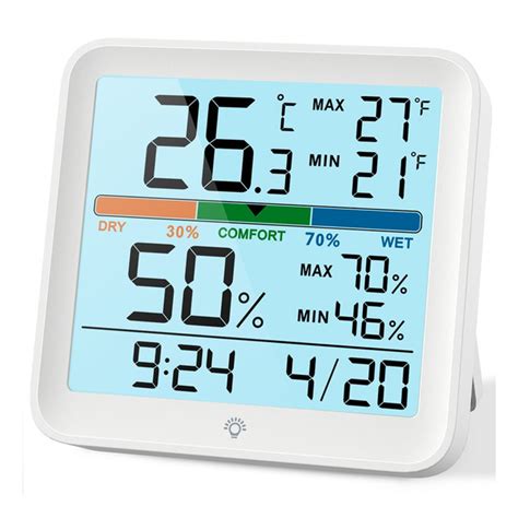 Електронний термометр гігрометр з підсвічуванням та рівнем комфорту цифровий термогигрометр