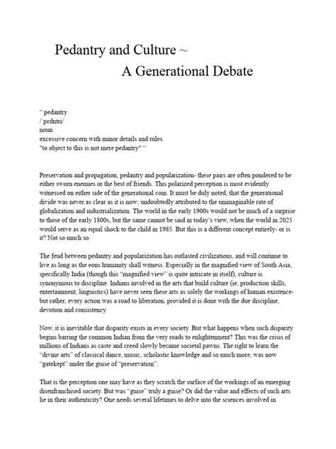 Pedantry And Culture Pdf Dances Science