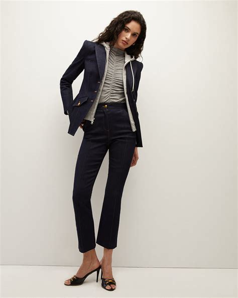 Anoki Fitted Dark Denim Dickey Jacket Veronica Beard