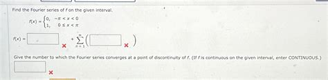 Solved Find The Fourier Series Of F ﻿on The Given Interval