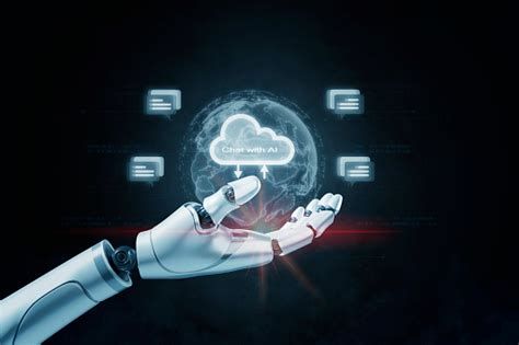 Ai 또는 인공 지능과의 채팅 온라인 네트워크의 정보 및 데이터에 대한 액세스를 제공하는 봇과의 디지털 채팅 로봇 응용 프로그램 및 글로벌 연결 혁신 및 기술 Stem