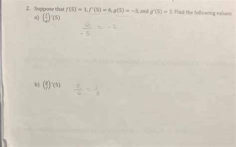 Solved 2 Suppose That F 5 1 F′ 5 6 G 5 −3 And G′ 5 2