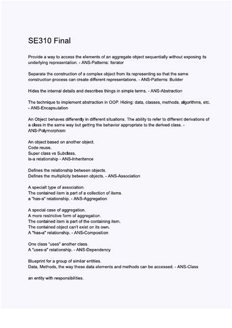 Se310 Final Questions And 100 Verified Correct Answers With Complete Solutions Latest Update