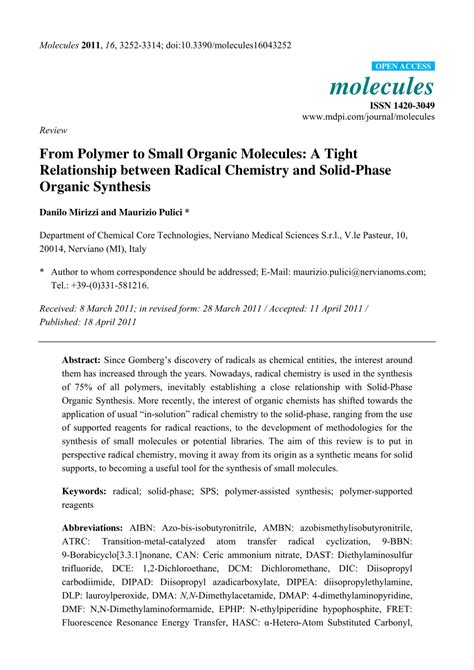 Pdf Cheminform Abstract From Polymer To Small Organic Molecules A