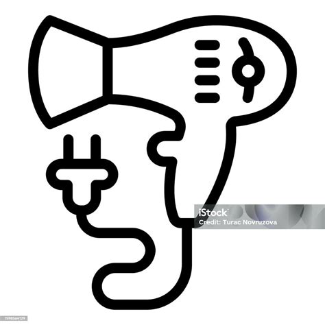 플러그 라인 아이콘이 있는 헤어드라이어 미용실 개념 흰색 배경에 헤어드라이어 벡터 기호 헤어드라이어 개요 스타일 모바일 개념 웹 디자인 벡터 그래픽 10에 대한 스톡 벡터