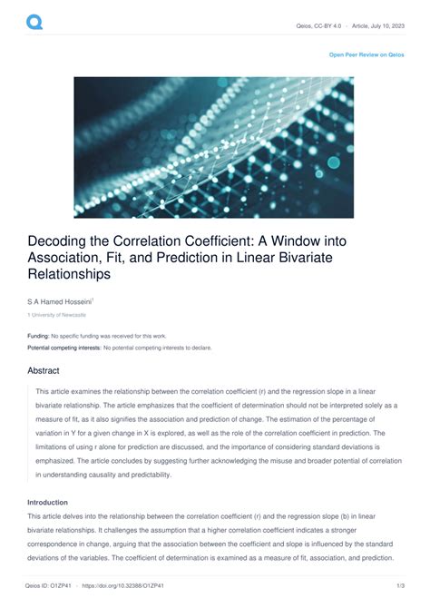Pdf Decoding The Correlation Coefficient A Window Into Association