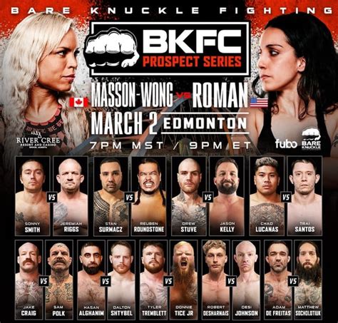 Bkfc Prospect Series Masson Wong Vs Roman Live Fight Chat Thread March 2nd 9pm Est 8pm