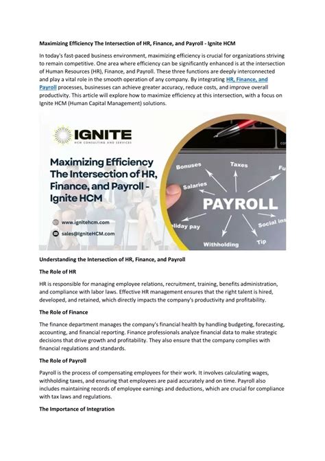 Ppt Maximizing Efficiency The Intersection Of Hr Finance And Payroll Ignite Hcm Powerpoint