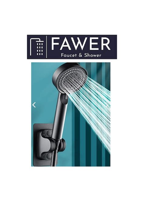Fawer 5 Fonksiyonlu Siyah Yapışkan Mafsallı Duş Seti Duş Başlığı