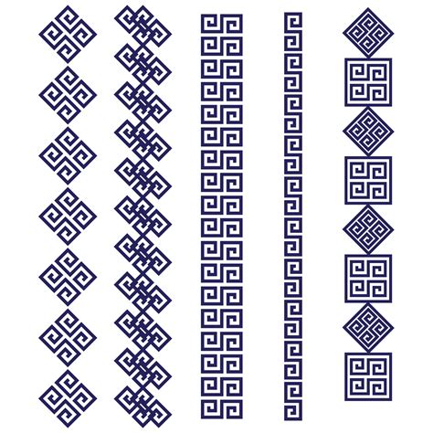 A Set Of Four Blue Coloured Geometric Border Patterns 32503435 Vector