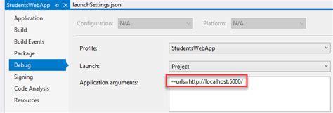 settings core project not reading launchsettings json stack overflow