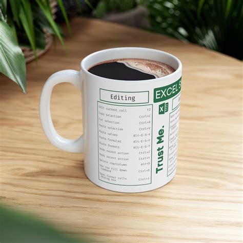 Excel Shortcuts Mug Excel Cheat Sheet Mug Excel Spreadsheet Mug