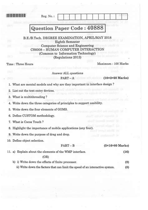 Anna University Cs 6808 Human Computer Interaction For Computer