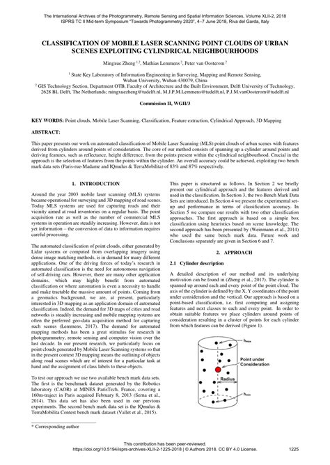 Pdf Classification Of Mobile Laser Scanning Point Clouds Of Urban Scenes Exploiting