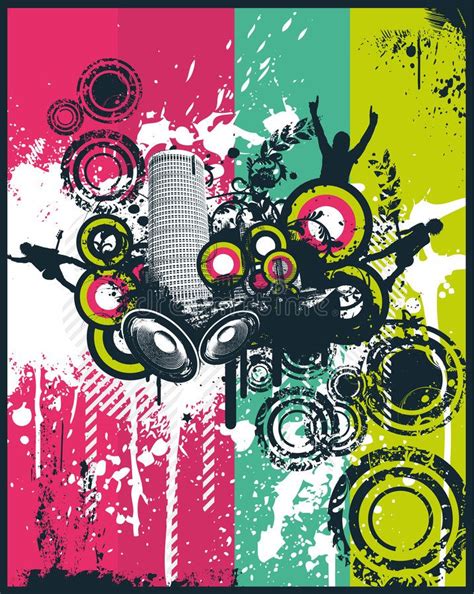 Music High Rise Block Vector Illustration 2000s Wallpaper Retro