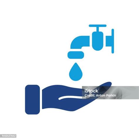 손을 씻으세요 실루엣 아이콘입니다 물방울 수도꼭지 또는 수도꼭지 인간의 손 색상 아이콘입니다 바이러스 및 박테리아에 대한 예방 조치 의료 포스터에 대한 예방 픽토그램 고립된