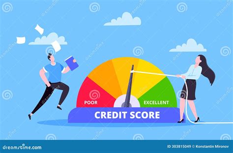 Woman Pulls Credit Score Arrow Gauge Speedometer Indicator With Color