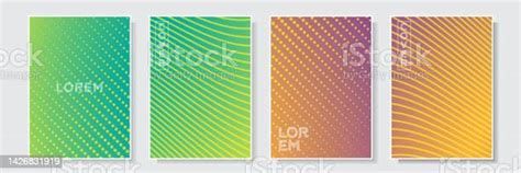 Multicolor Gradation Modern Cover Set Template Collection Design Vector Striped Texture Style