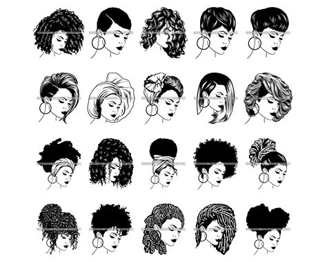 Bundle 20 Afro Rihanna Goddess Nubian Queen Melanin Black Woman African American Female Lady Svg