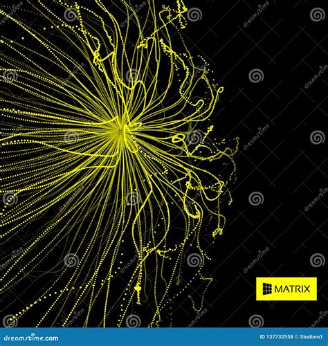 Array With Dynamic Particles 3d Futuristic Technology Style Abstract