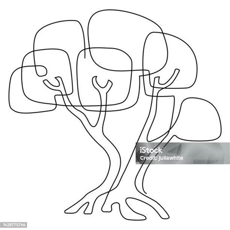 외로운 큰 나무 열대 또는 사바나 풍경 연속 선 그리기 벡터 일러스트레이션 뿌리에 대한 스톡 벡터 아트 및 기타 이미지 뿌리 가정 생활 라인아트 Istock