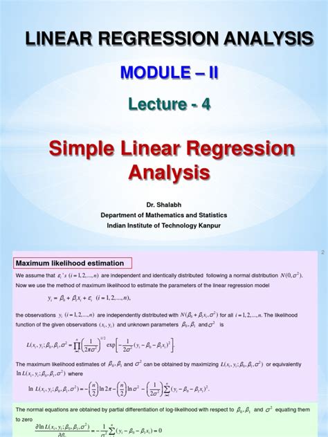 Linear Regression Analysis Module Ii Pdf Ordinary Least Squares