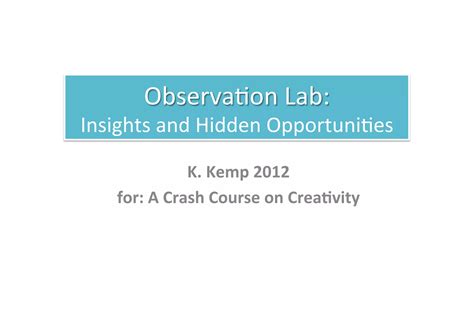 Observation Lab Presentation Pdf