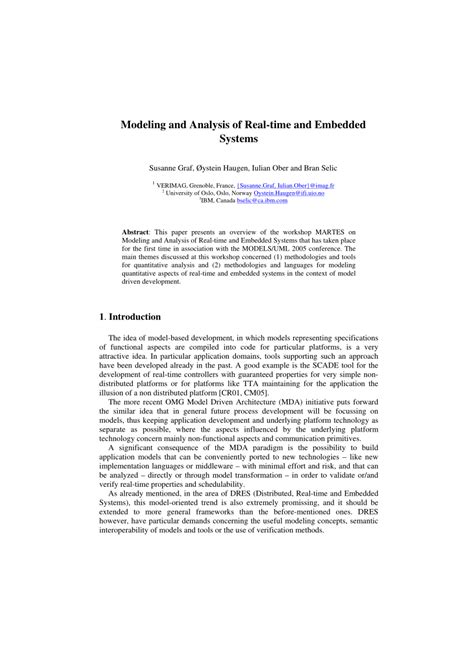 Pdf Modelling And Analysis Of Real Time And Embedded Systems Using Uml