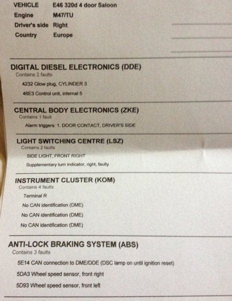 E Error Codes BMW Forums BimmerForums